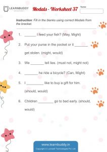 Modals Practice Worksheets for Class 1 – Learnbuddy.in