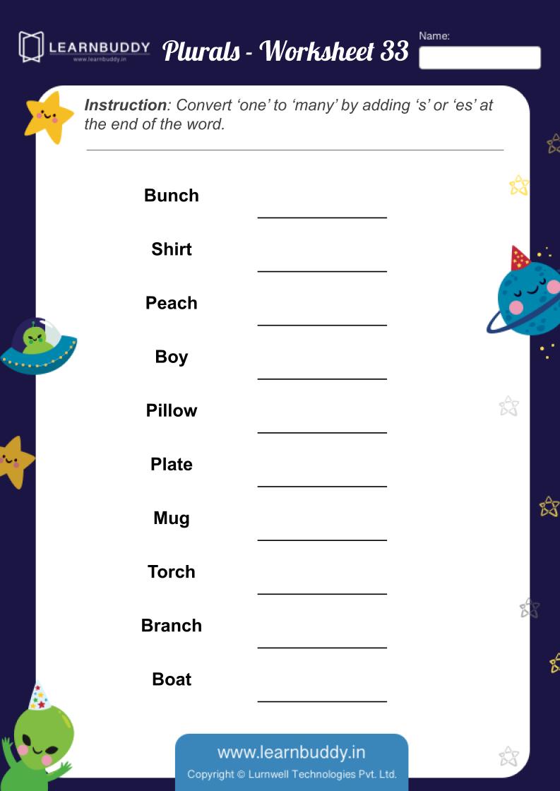 Plurals Practice Worksheets for Class 1 – Learnbuddy.in